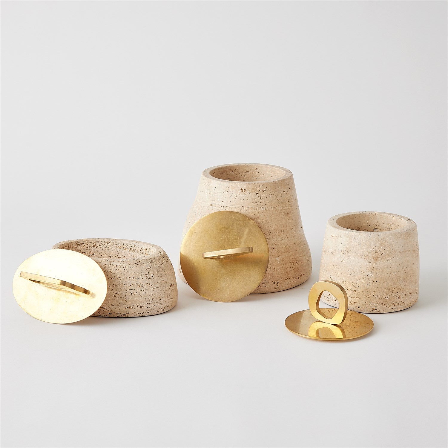 Bocal Lidded Pot (Travertine)