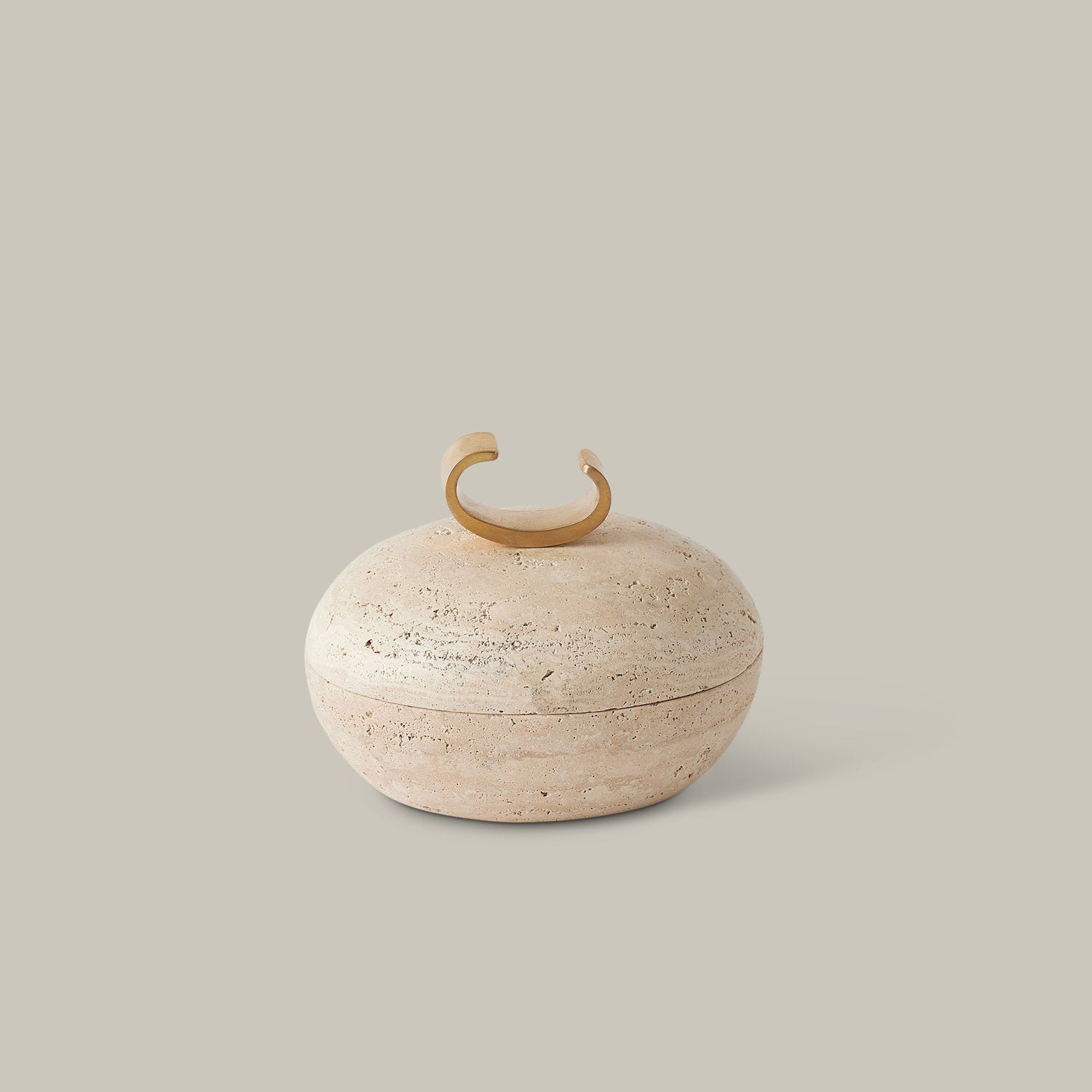 Caillou Lidded Pot (Travertine)