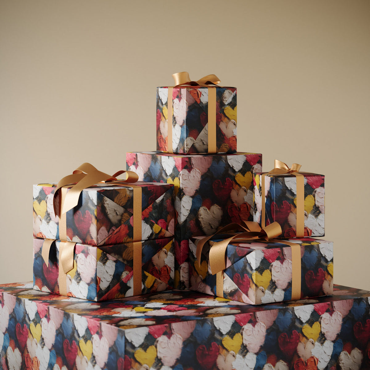 Painterly Hearts Gift Wrapping Paper